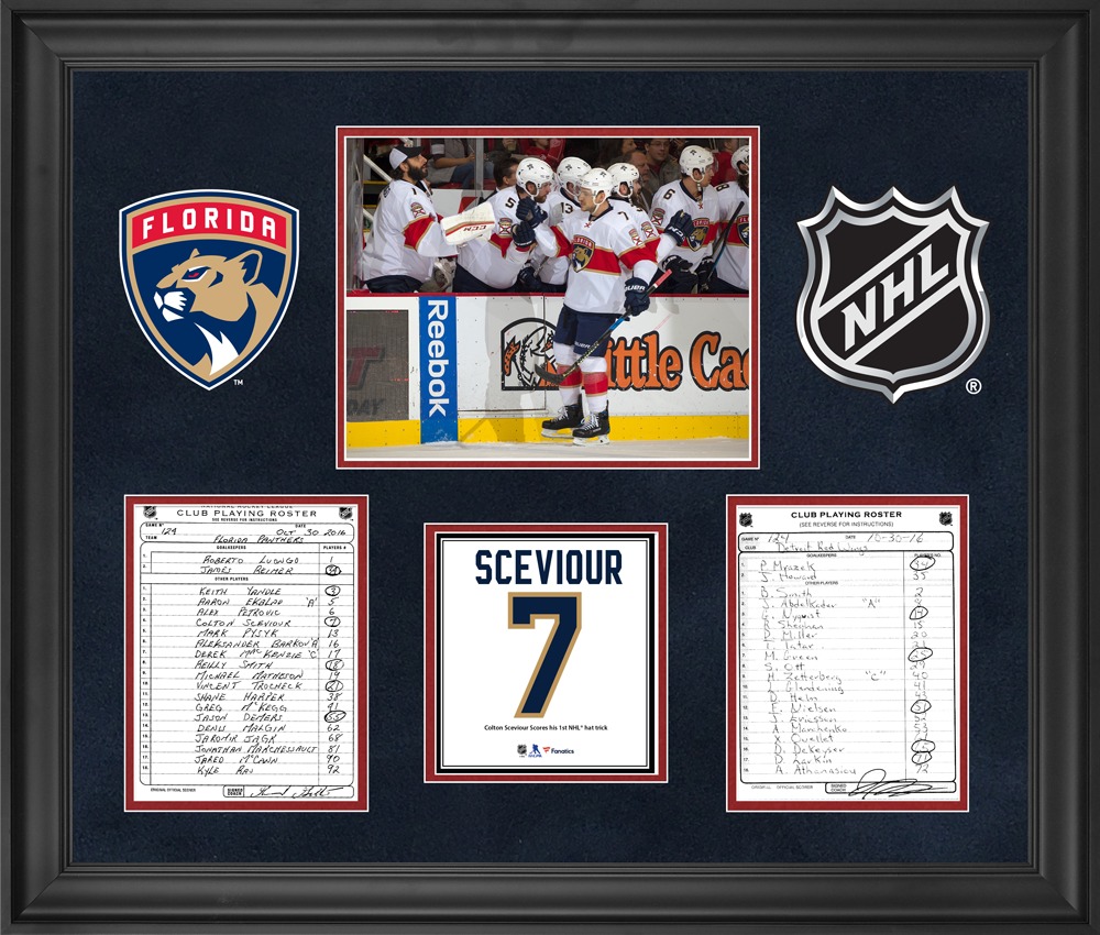 Florida Panthers Framed Original Line-Up Cards from October 30, 2016 vs ...