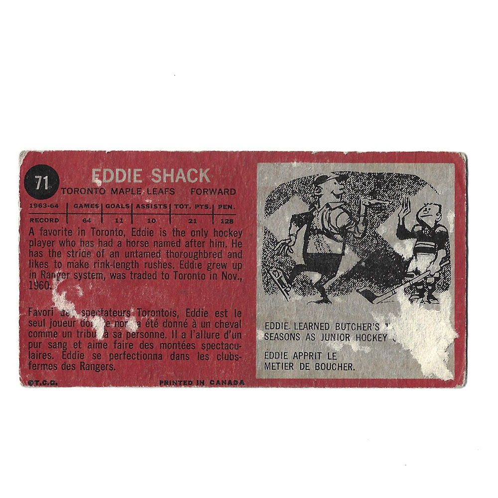 Eddie Shack Autographed 1964 Topps Hockey Card - NHL Auctions