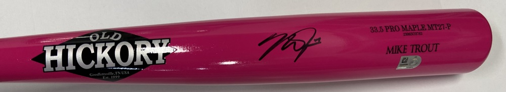 Mike Trout Autographed Game Model Pink Mother's Day Bat | MLB Auctions