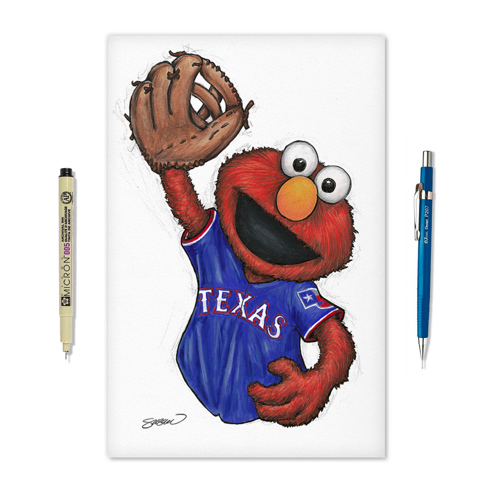 Elmo - Texas Rangers - Original 1/1 Artwork by Artist S. Preston | MLB ...