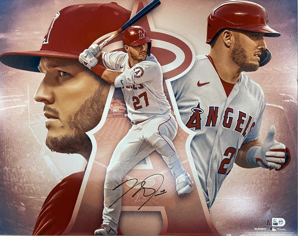 Mike Trout Autographed 16x20 Print - Designed by Artist Brian Konnick ...