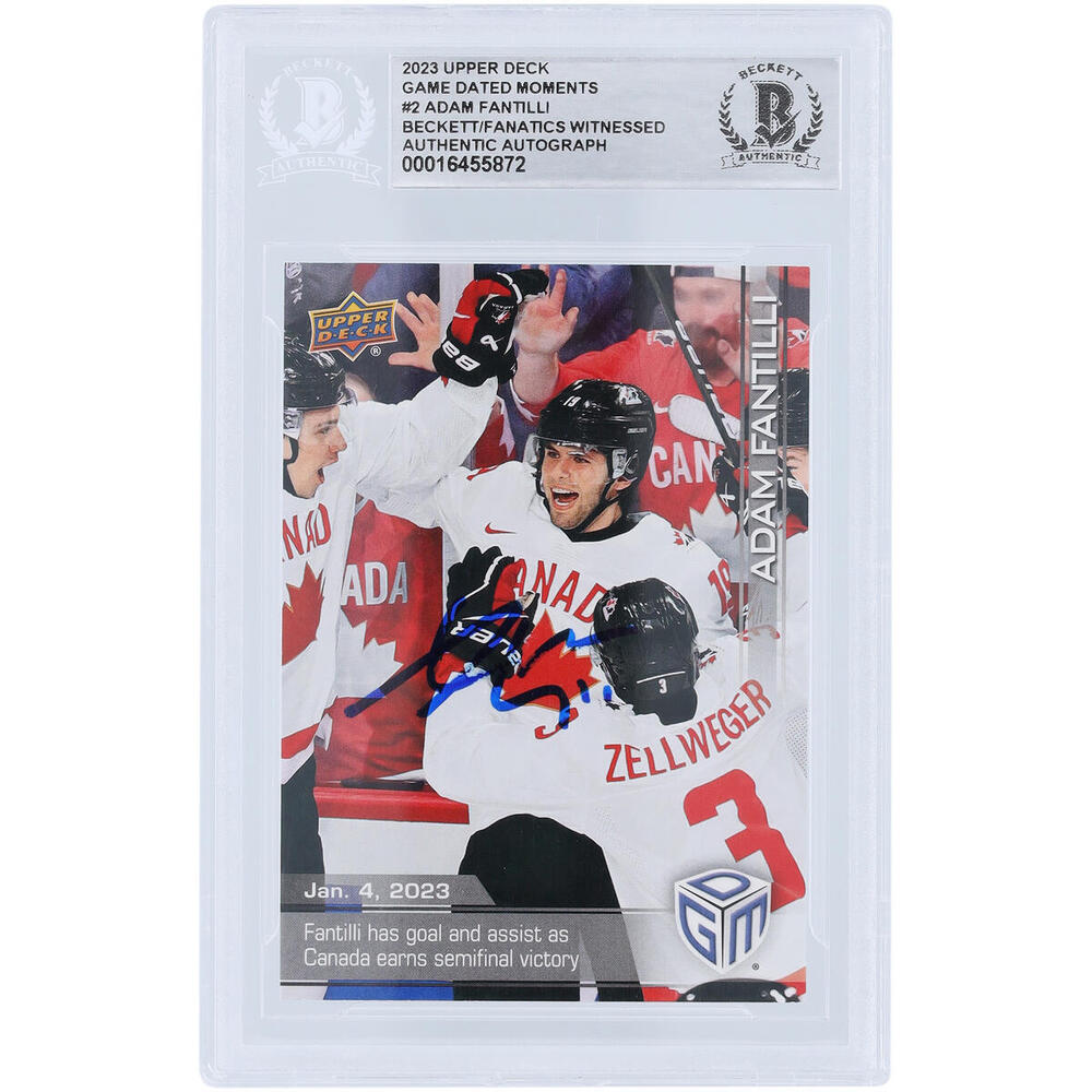 Adam Fantilli Team Canada Autographed 2023 Upper Deck Game Dated ...