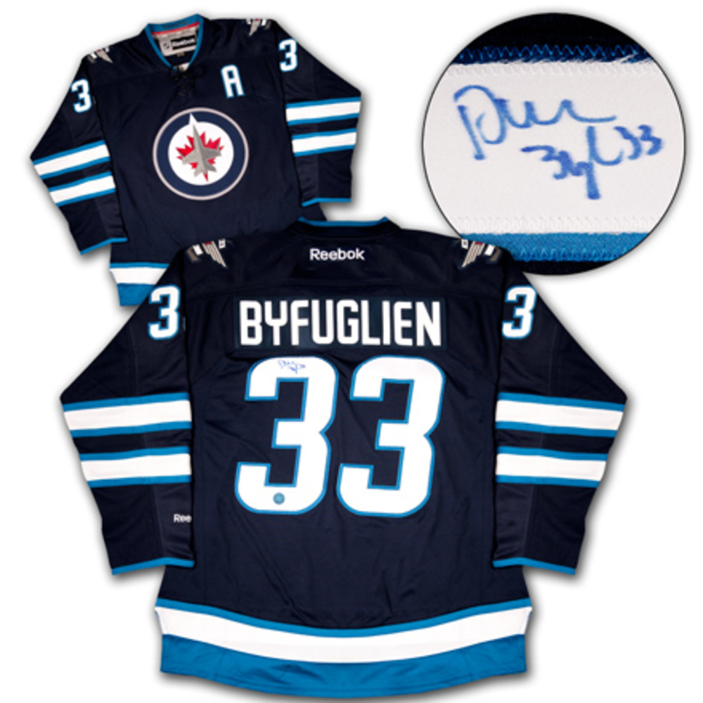 DUSTIN BYFUGLIEN Winnipeg Jets SIGNED 2011 Reebok Premier Hockey Jersey ...