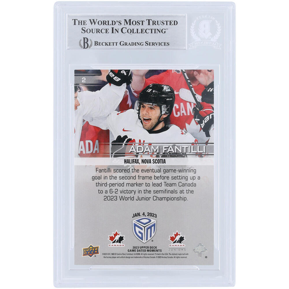 Adam Fantilli Team Canada Autographed 2023 Upper Deck Game Dated ...