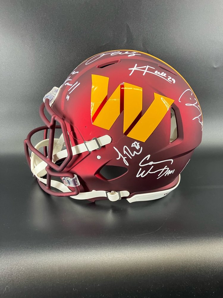 Hurricane Relief - Commanders Helmet signed by Coach Rivera, Carson ...
