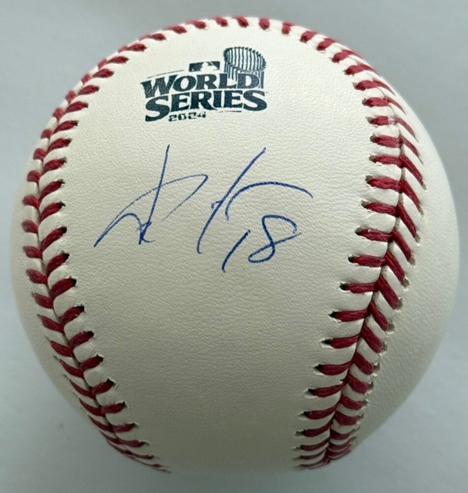 Yoshinobu Yamamoto Autographed 2024 WS Logo Baseball | MLB Auctions