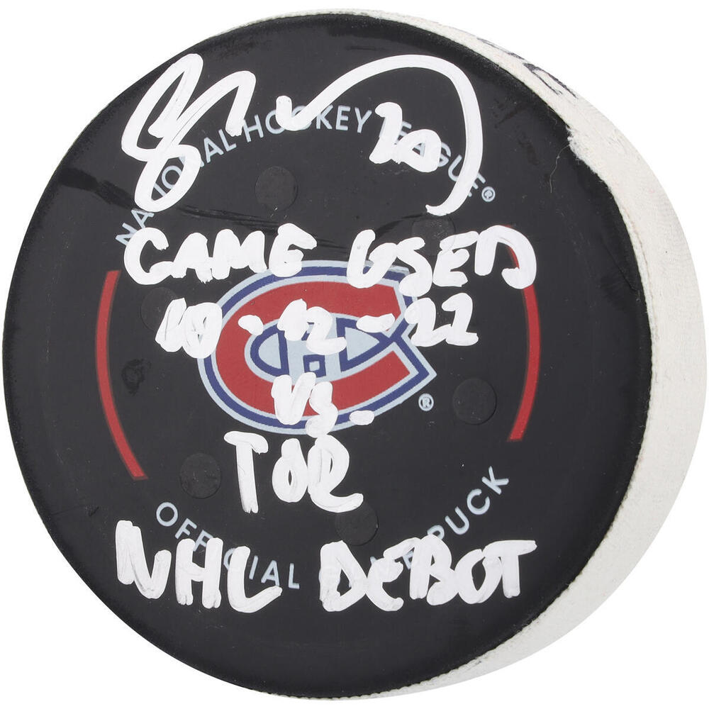 Juraj Slafkovsky Montreal Canadiens Autographed Game-Used Puck vs ...