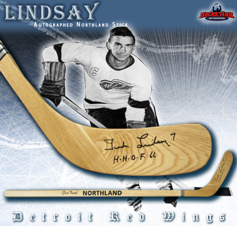 TED LINDSAY Signed Northland Wood Stick - Detroit Red Wings - NHL Auctions