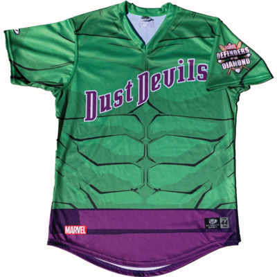 #55 Zac Kristofak - Size 44 - Game Worn Hulk Marvel Jersey | MiLB Auctions