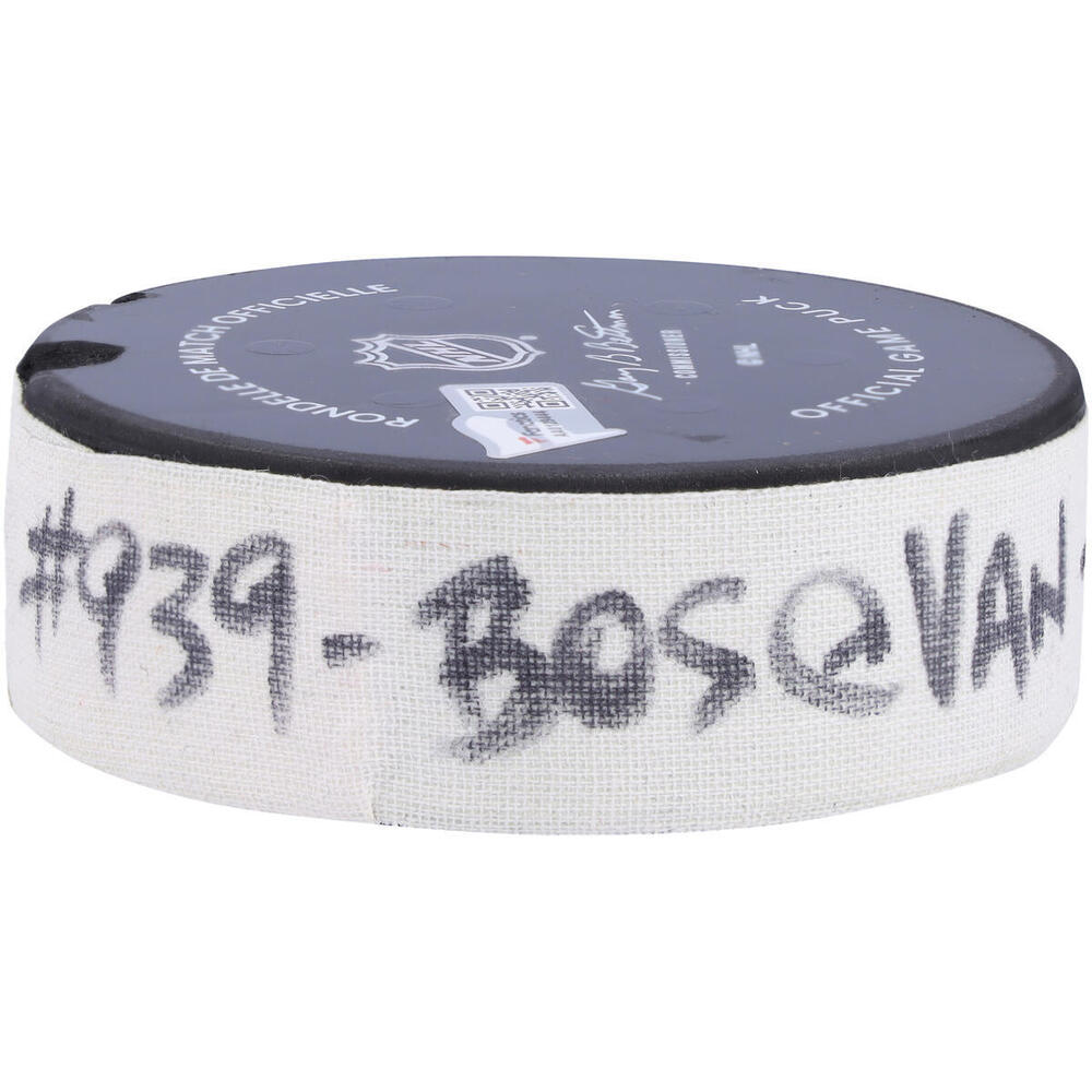 Linus Ullmark Boston Bruins Autographed Game-Used Puck vs. Vancouver ...