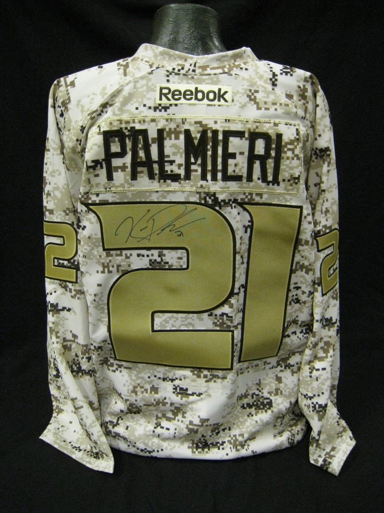 #21 Kyle Palmieri Pre-Game Worn Autographed Camouflage Jersey - NHL ...