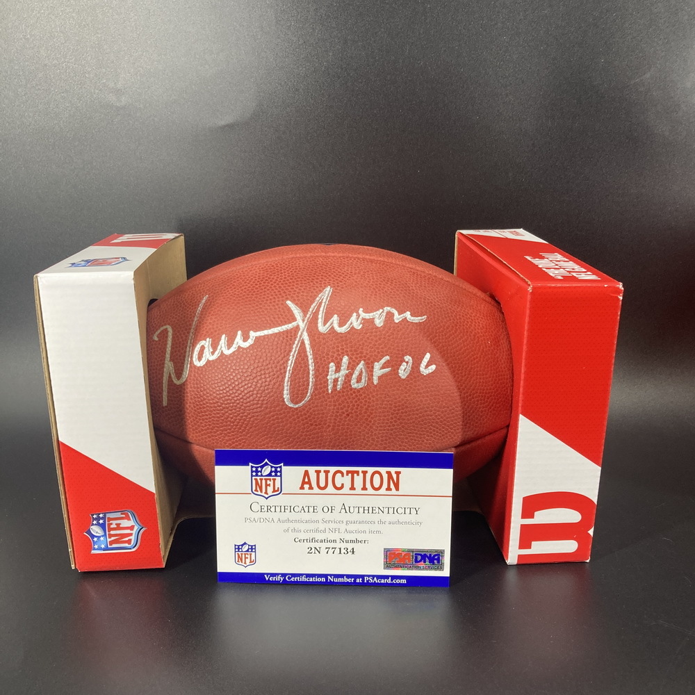 HOF - Vikings Warren Moon Signed Authentic Football with ""HOF 06 ...