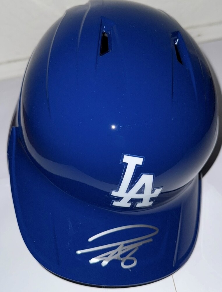 Hyeseong Kim Autographed Dodgers Helmet | MLB Auctions