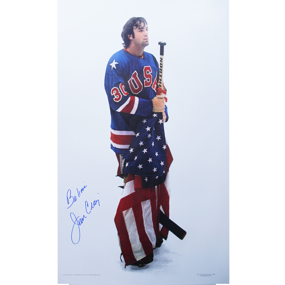 Jim Craig Autographed "Believe" 20x30 USA Stars & Stripes Poster - NHL ...