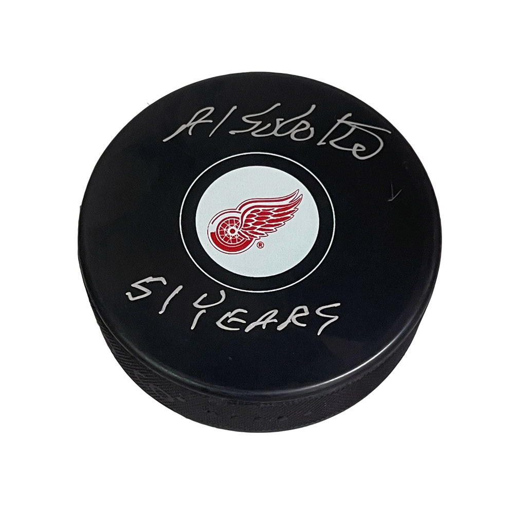 AL SOBOTKA Signed Detroit Red Wings Puck - "51 YEARS" Inscription - NHL ...