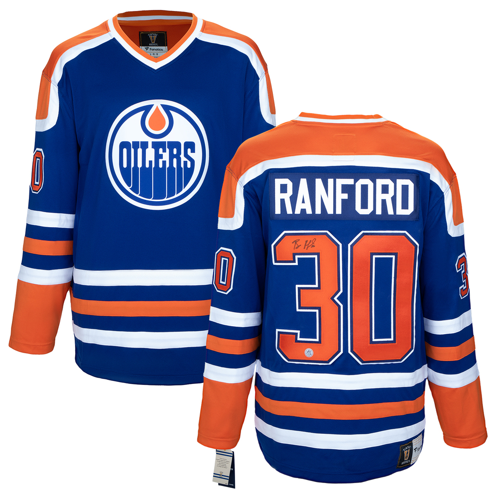 Bill Ranford Autographed Edmonton Oilers Throwback Breakaway Jersey ...