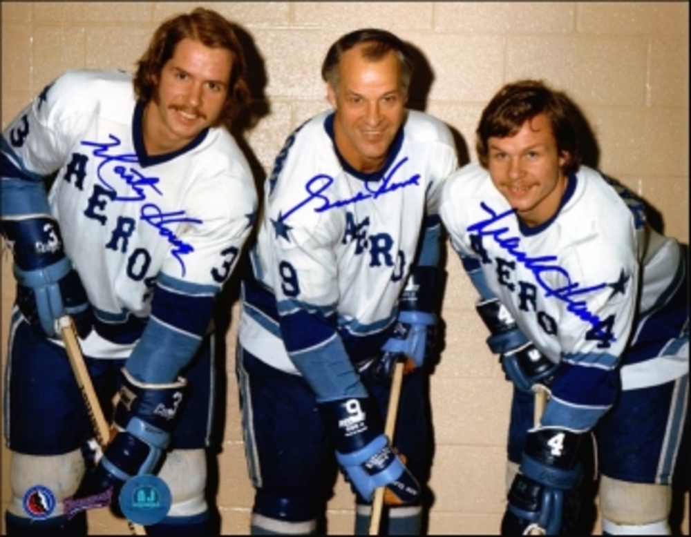 HOWE FAMILY Gordie, Marty & Mark SIGNED 8x10 Photo WHA Photo *Houston ...