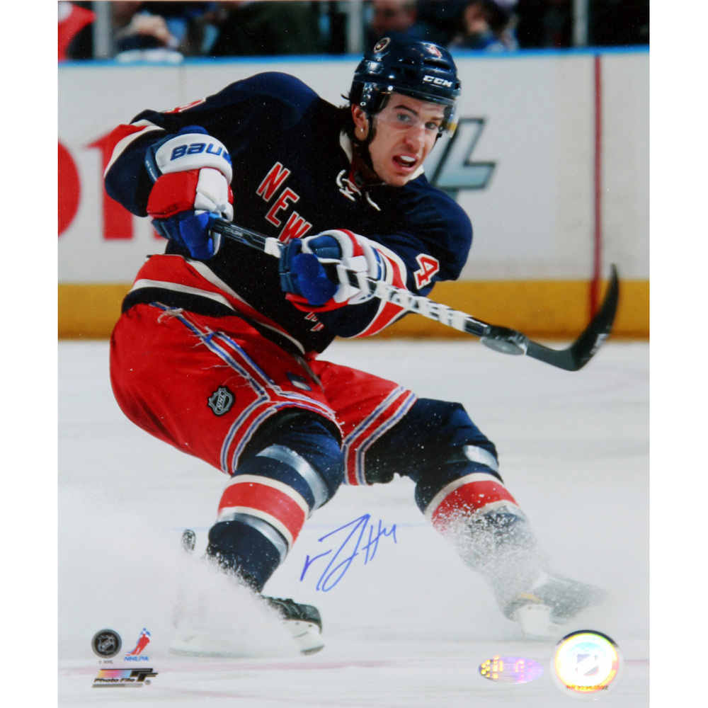 Michael Del Zotto Rangers Slap Shot Vertical Signed 8x10 Photo - NHL ...