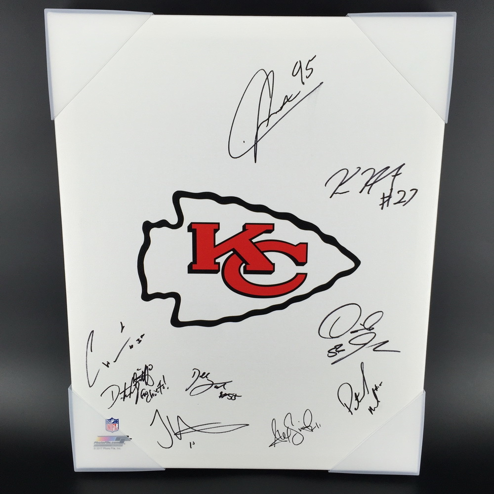 NFL Auction | Chiefs - Signed 11"X14" Chiefs Logo Canvas Including ...