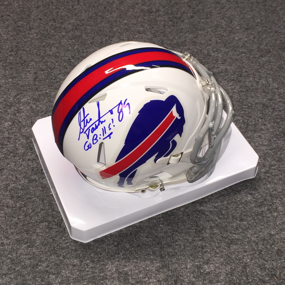 NFL - Bills Steve Tasker signed Bills mini helmet w/ Go Bills ...