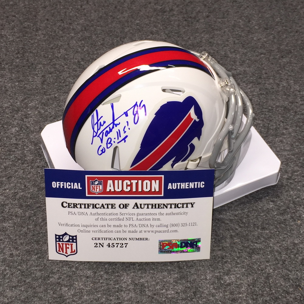 NFL - Bills Steve Tasker signed Bills mini helmet w/ Go Bills ...
