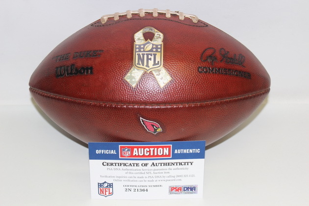 CARDINALS - STS GAME USED FOOTBALL W/ STS RIBBON LOGO (NOVEMBER 2015 ...