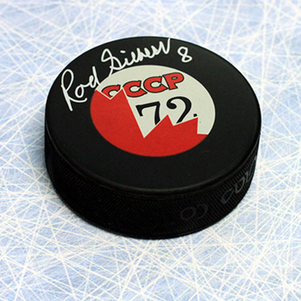 Rod Gilbert Team Canada Autographed 1972 CCCP/Canada Puck - NHL Auctions
