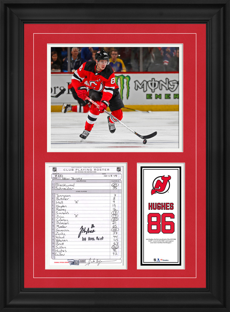 Jack Hughes New Jersey Devils Framed Autographed Original Line-Up Card ...