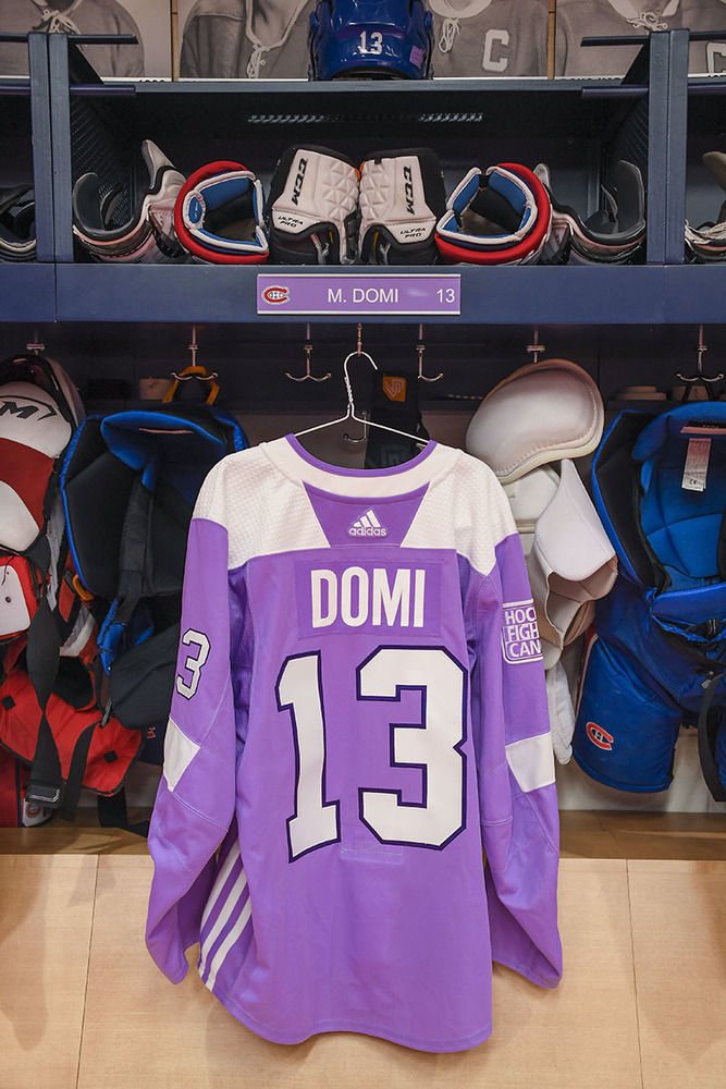 #13 Max Domi Warm-Up Worn and Autographed Hockey Fights Cancer Jersey ...