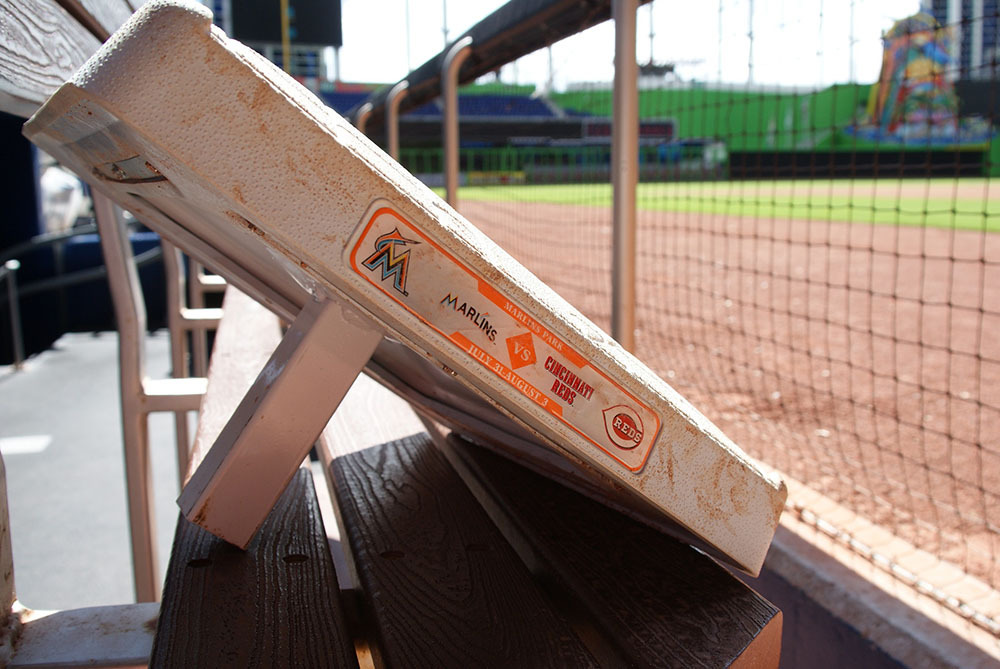 Miami Marlins vs Cincinnati Reds Game-Used Base- 8/3/14 - First Base ...