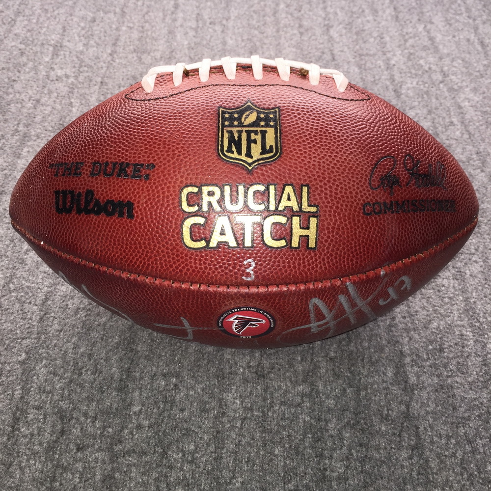 Crucial Catch - Falcons Signed Game Used K Ball (10/20/19) Signed by ...
