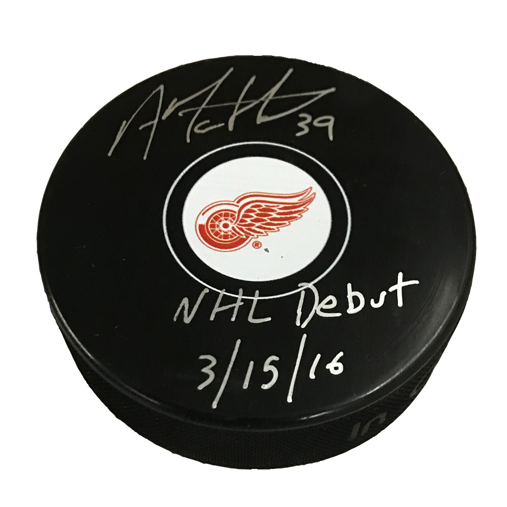 ANTHONY MANTHA Signed Detroit Red Wings Puck with NHL Debut 3/15/16 ...