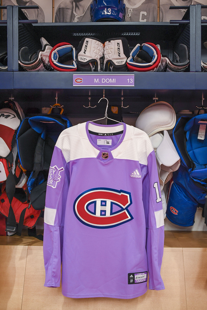 #13 Max Domi Warm-Up Worn and Autographed Hockey Fights Cancer Jersey ...