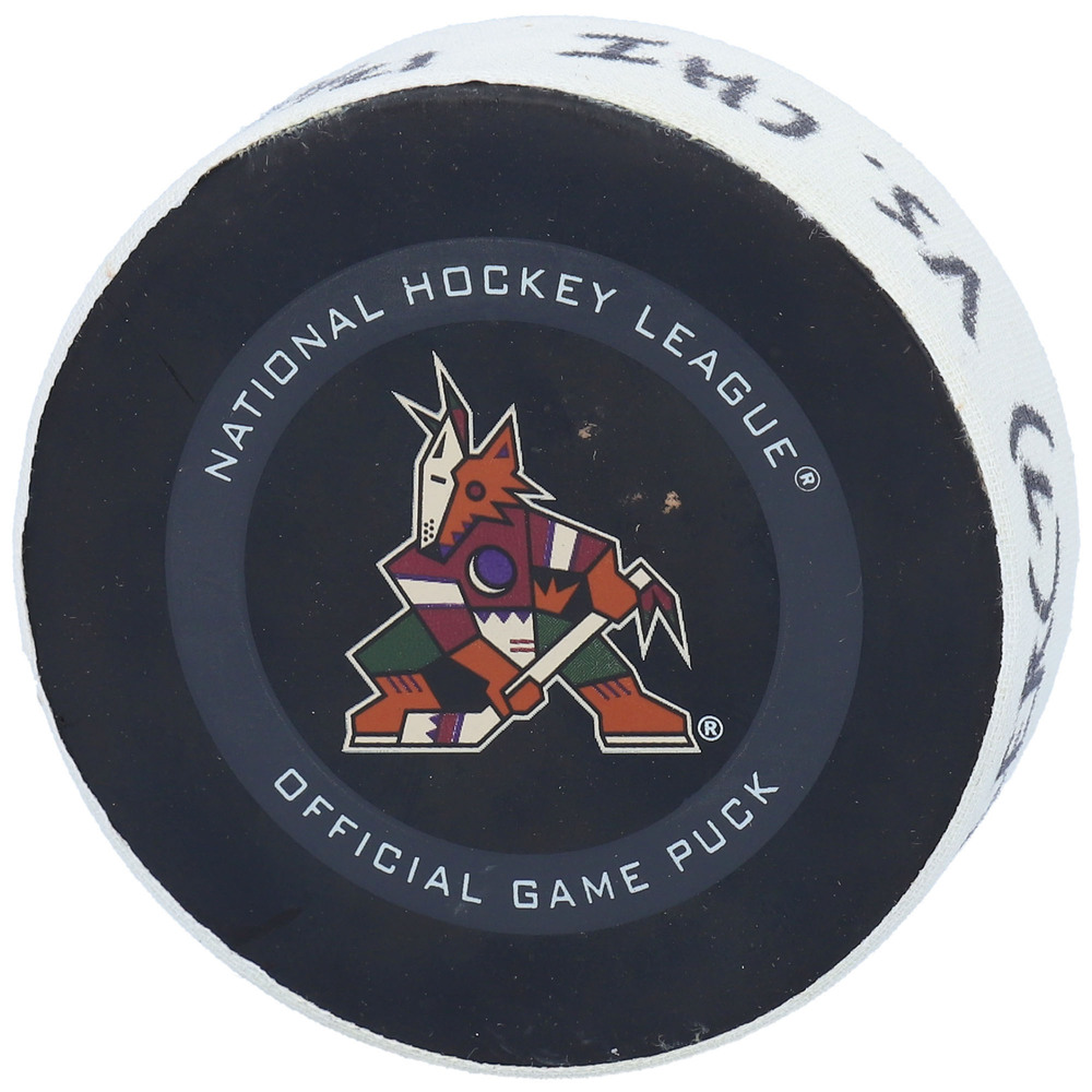 Clayton Keller Arizona Coyotes Autographed Game-Used Goal Puck from ...