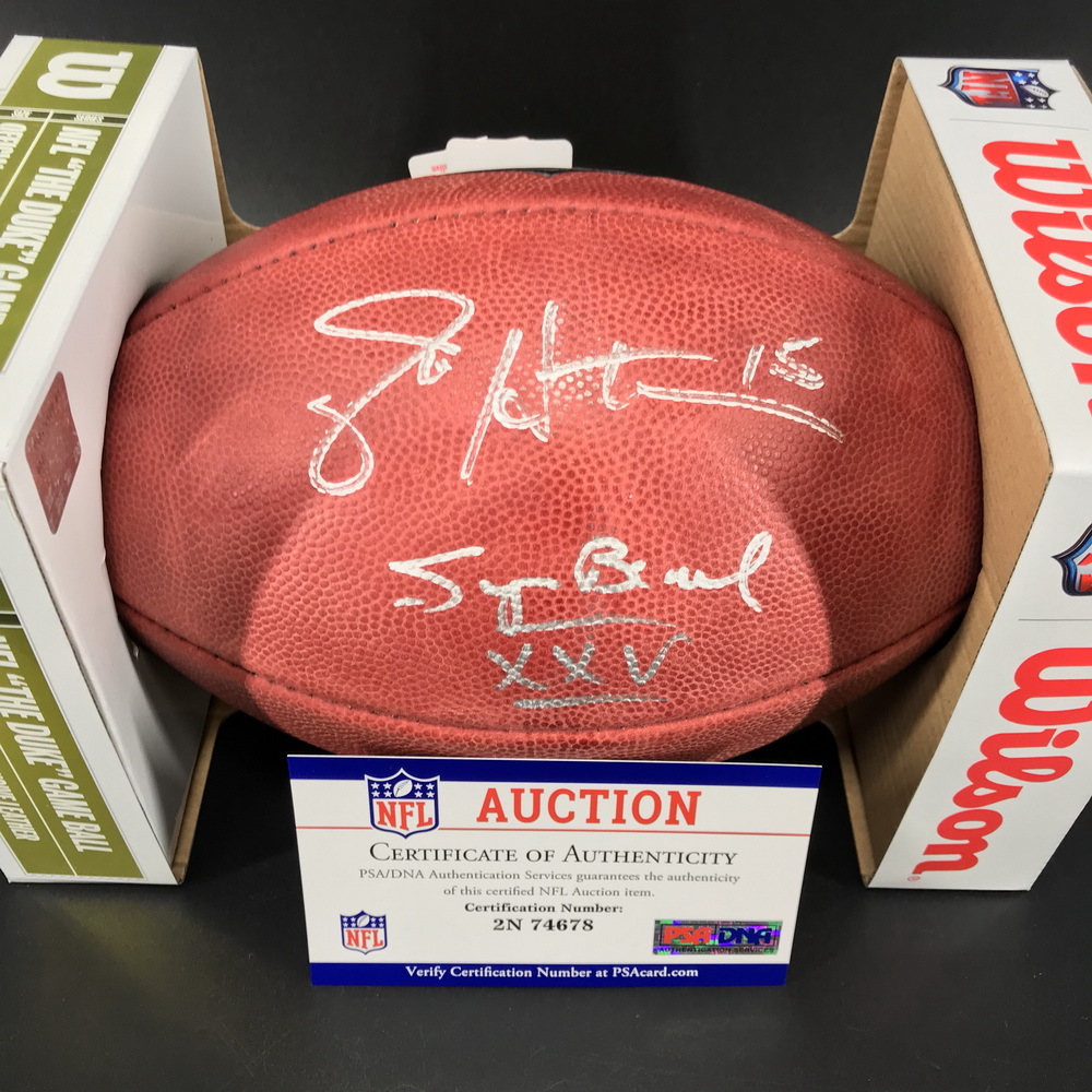 NFL - Giants Jeff Hostetler Signed Authentic Football with ""Super Bowl ...