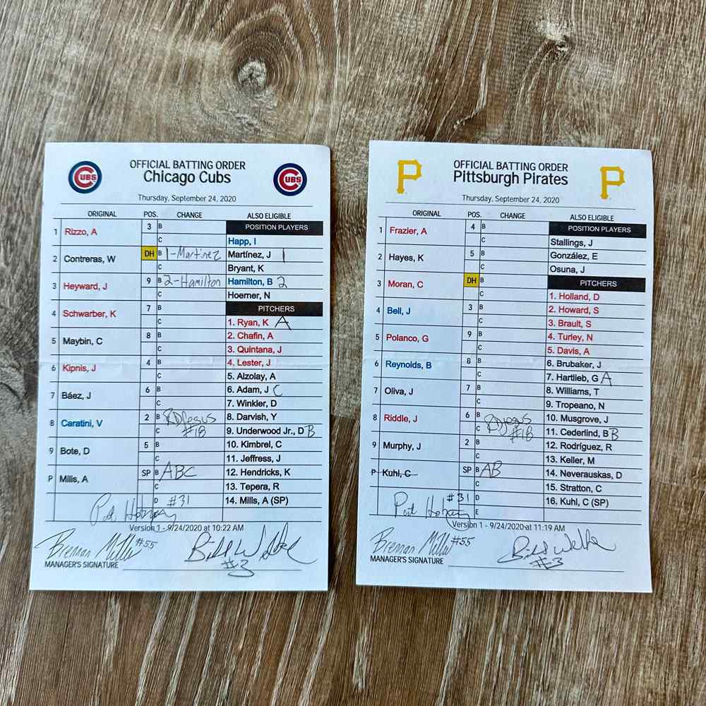 UMPS CARE AUCTION: Pittsburgh Pirates Pair of Lineup Cards from ...