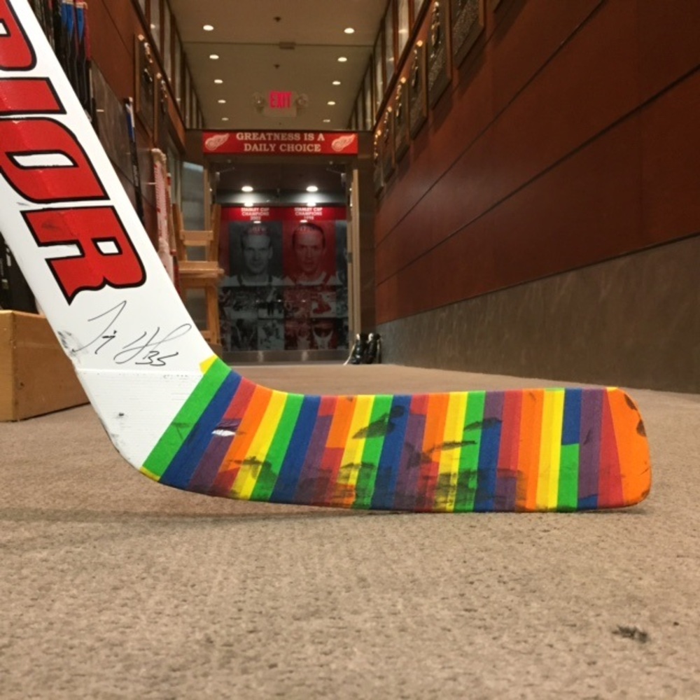 Jimmy Howard (#35)-Autographed Pride Tape Stick - NHL Auctions
