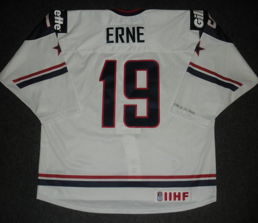 Adam Erne - 2014 U.S. IIHF World Junior Championship - White Game-Worn ...