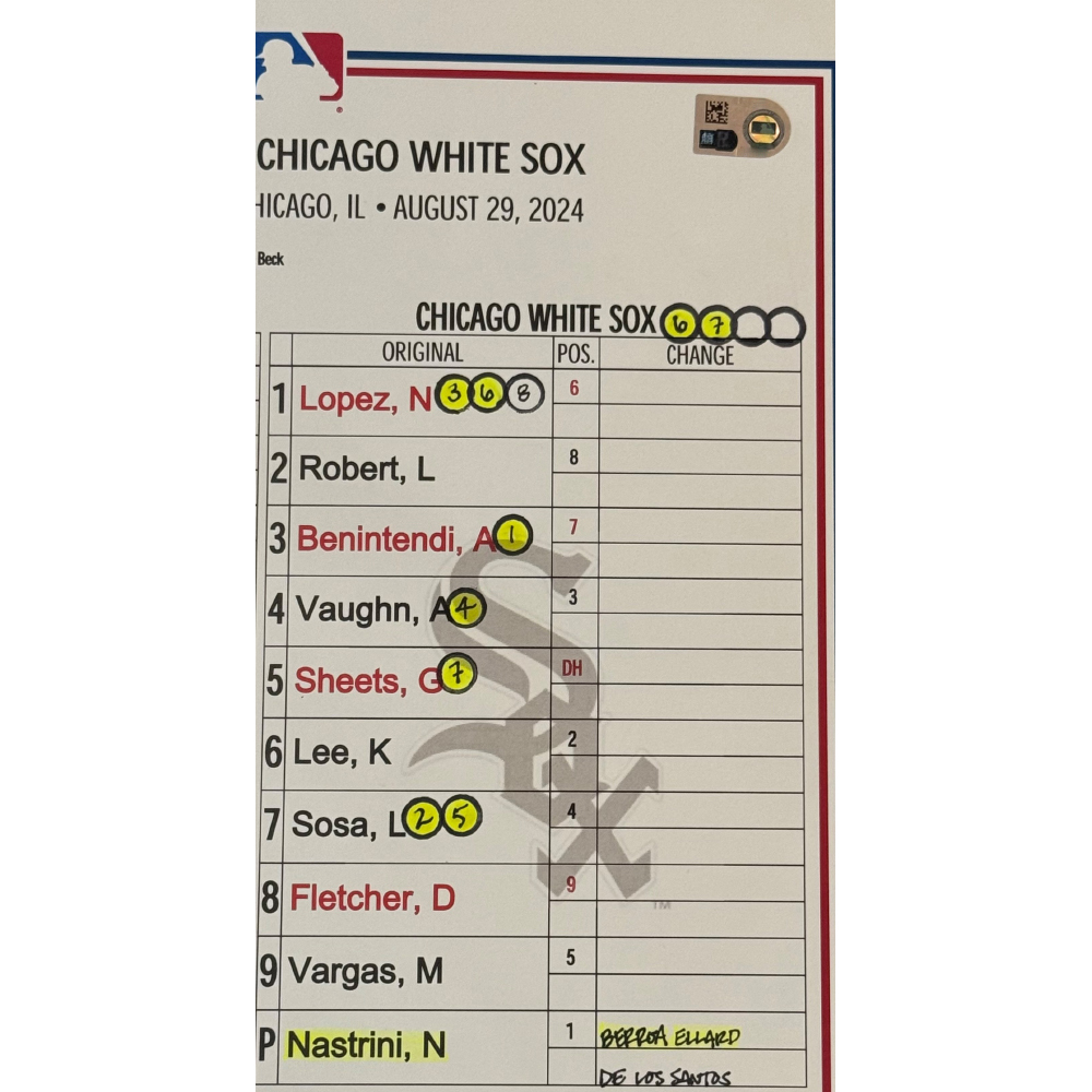 Texas Rangers 2024 Game-Used Visiting Dugout Lineup Card - Corey Seager ...