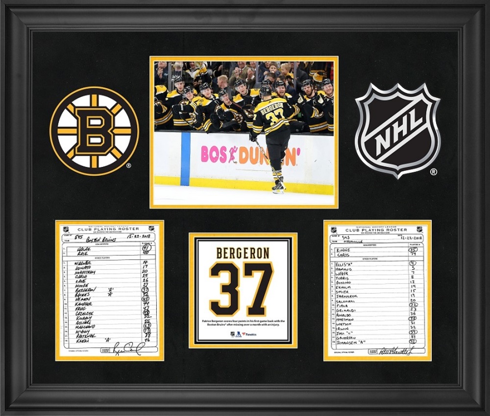 Boston Bruins Framed Original Lineup Cards From December 22, 2018 vs ...