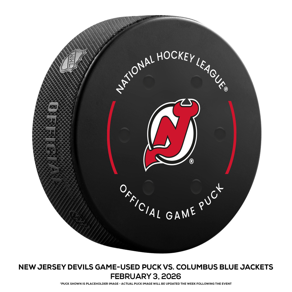New Jersey Devils Game-Used Puck vs. Columbus Blue Jackets on February ...