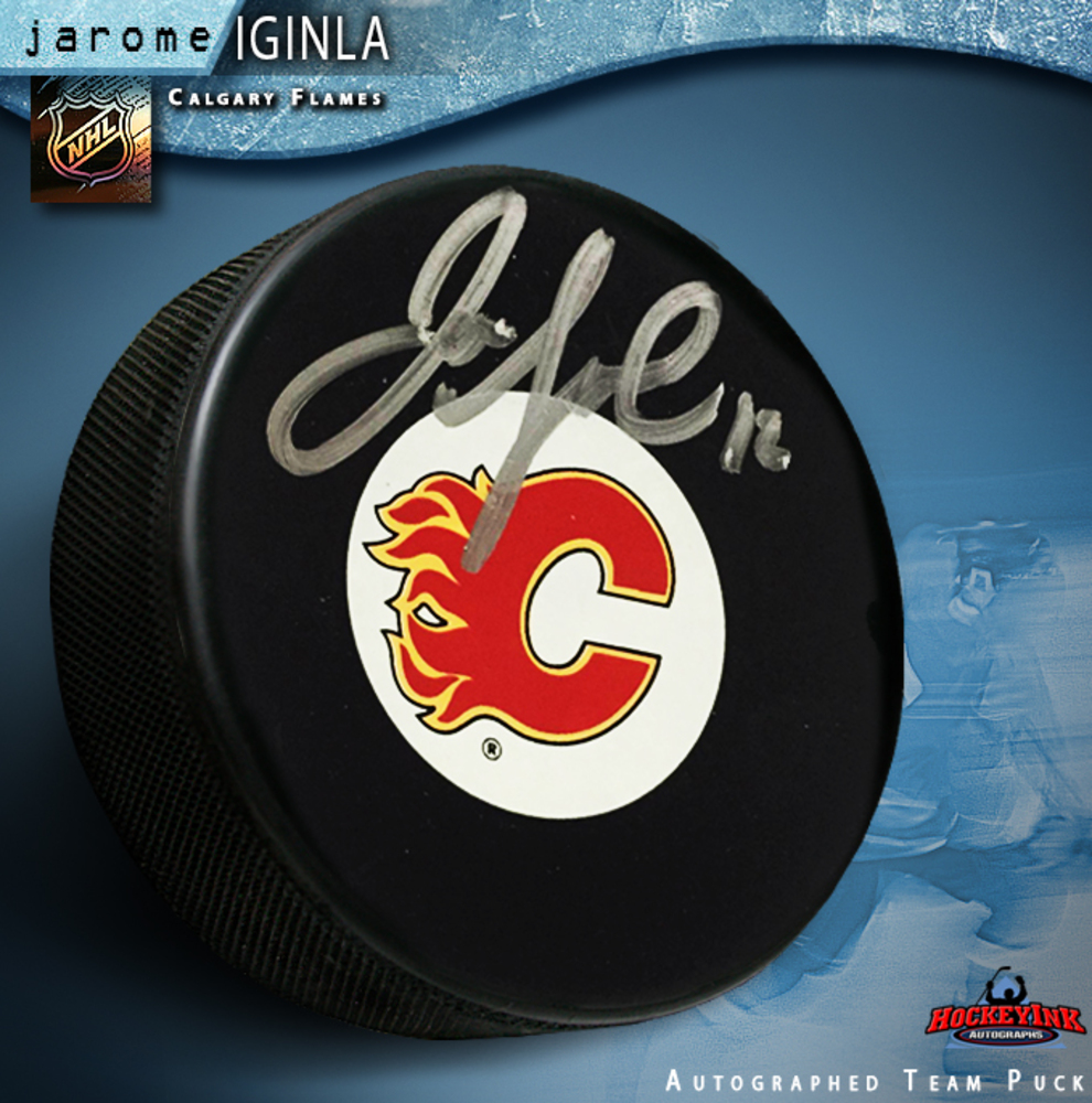 JAROME IGINLA Signed Calgary Flames Puck - NHL Auctions