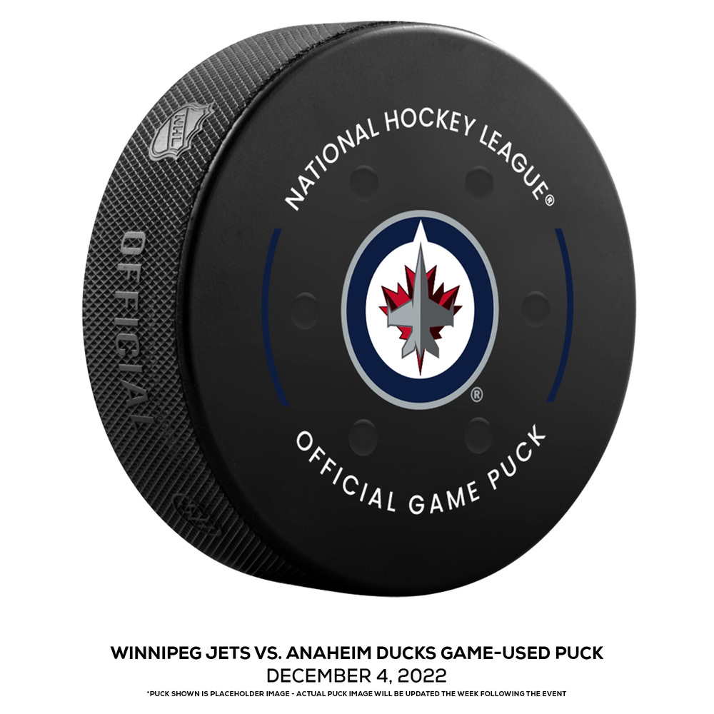 Winnipeg Jets Game-Used Puck vs. Anaheim Ducks on December 4, 2022 ...