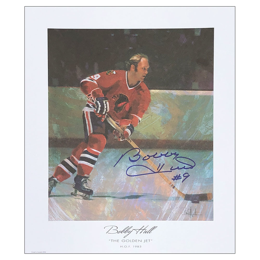 Bobby Hull Autographed 18X22 Lithograph - The Golden Jet - NHL Auctions