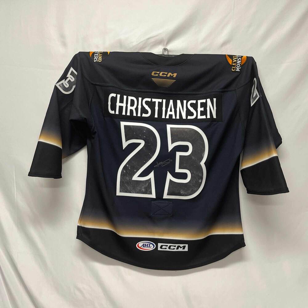 AHL Authentic - 2023-24 Cleveland Monsters Solar Eclipse Jersey Game Issued and Signed by #23 ...
