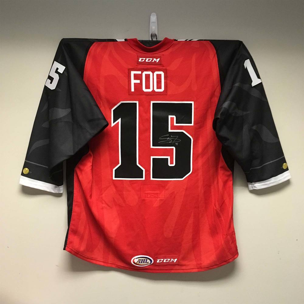 AHL Authentic - Stockton Heat Super Hero Jersey worn and signed by #15 ...