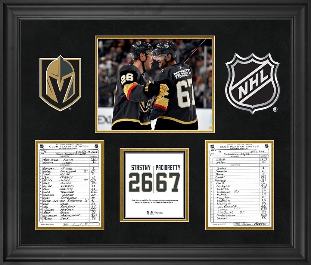 Vegas Golden Knights Framed Original Lineup Cards From October 6, 2018 ...