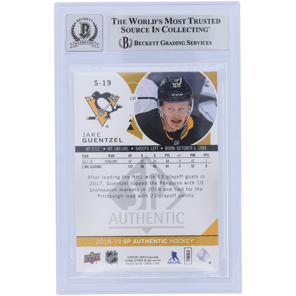 Jake Guentzel Pittsburgh Penguins Autographed 2018-19 Upper Deck SP ...