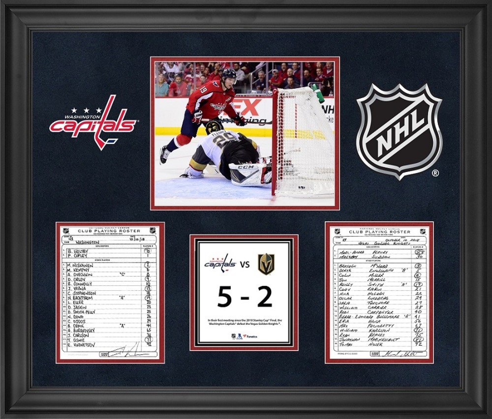 Washington Capitals Framed Original Lineup Cards From October 10, 2018 ...