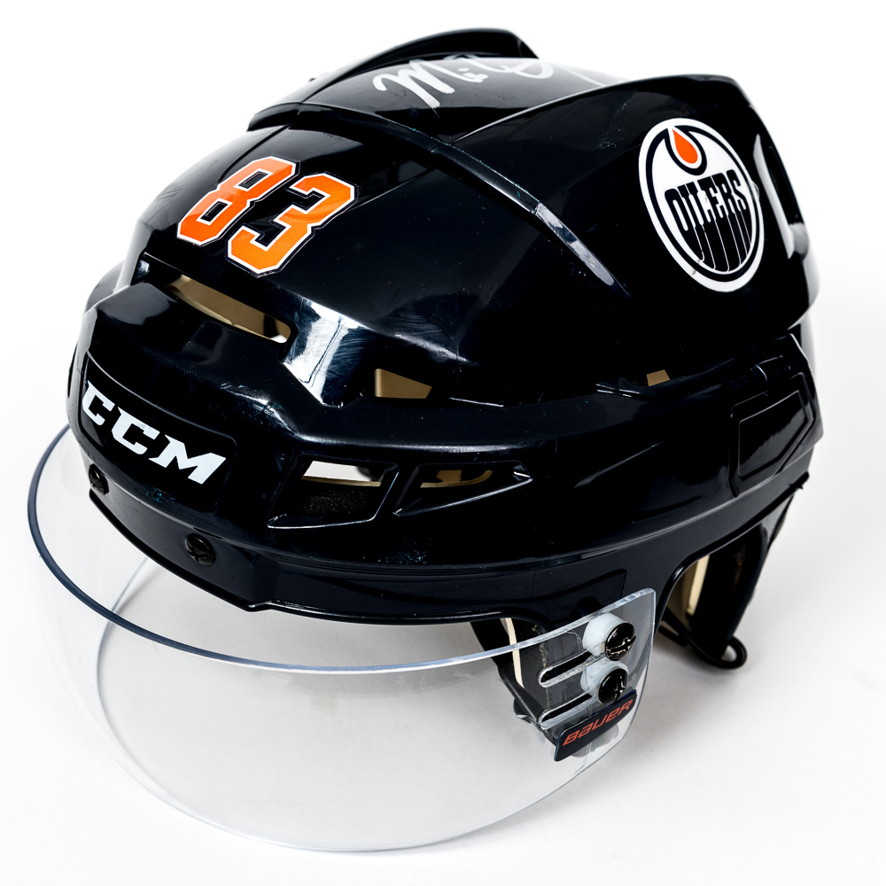 Matt Benning #83 - Autographed 2017-18 Edmonton Oilers Game-Worn Navy ...